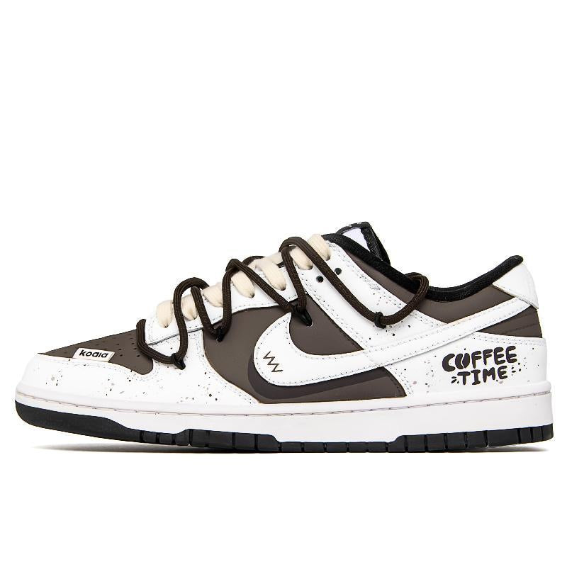 [Custom coffee time] Dunk Skateboarding Shoes Unisex Low-top White/Brown